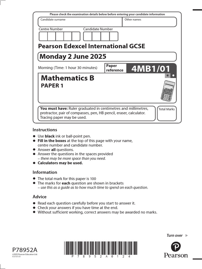IG Mathematics B - Question Paper 1 (Jun 2025) | PDF | Elementary Mathematics | Mathematics