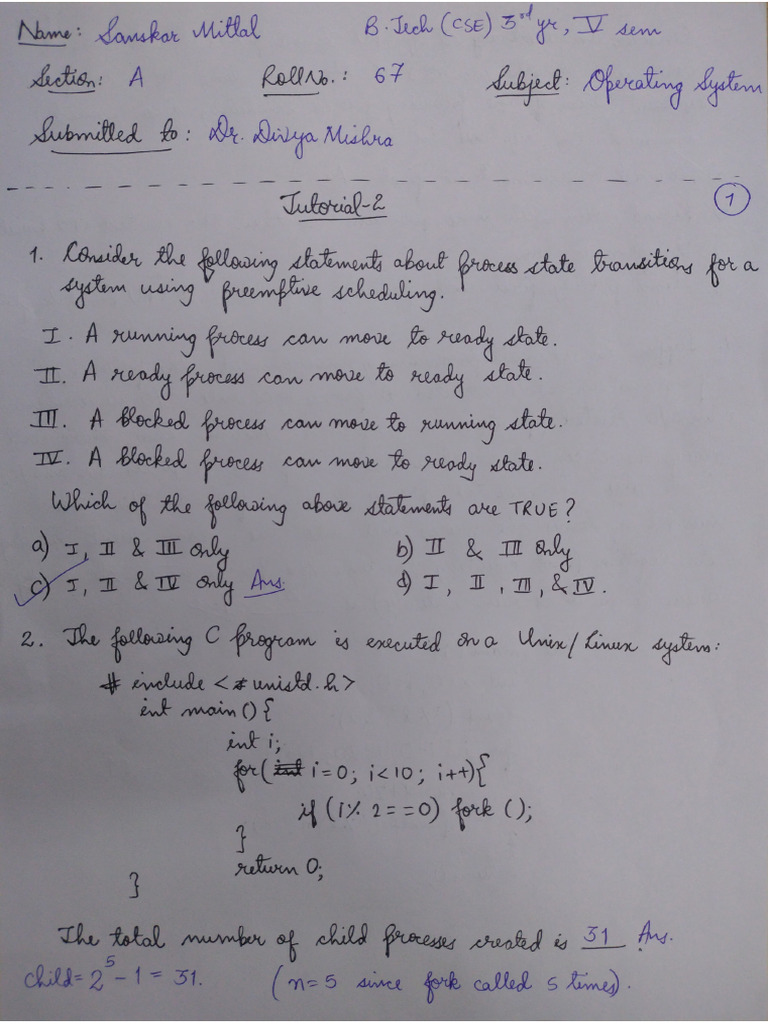 OS Tutorial 2 | PDF