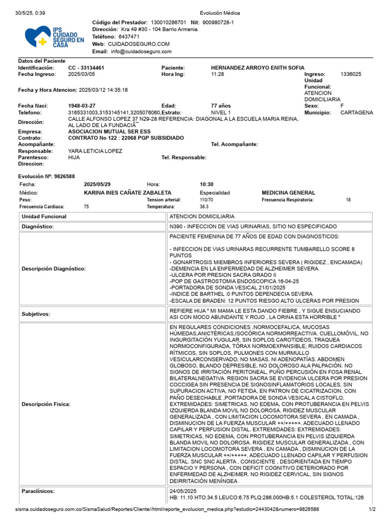 Historia Medicina General Enith Hernandez | PDF | Infección del tracto ...