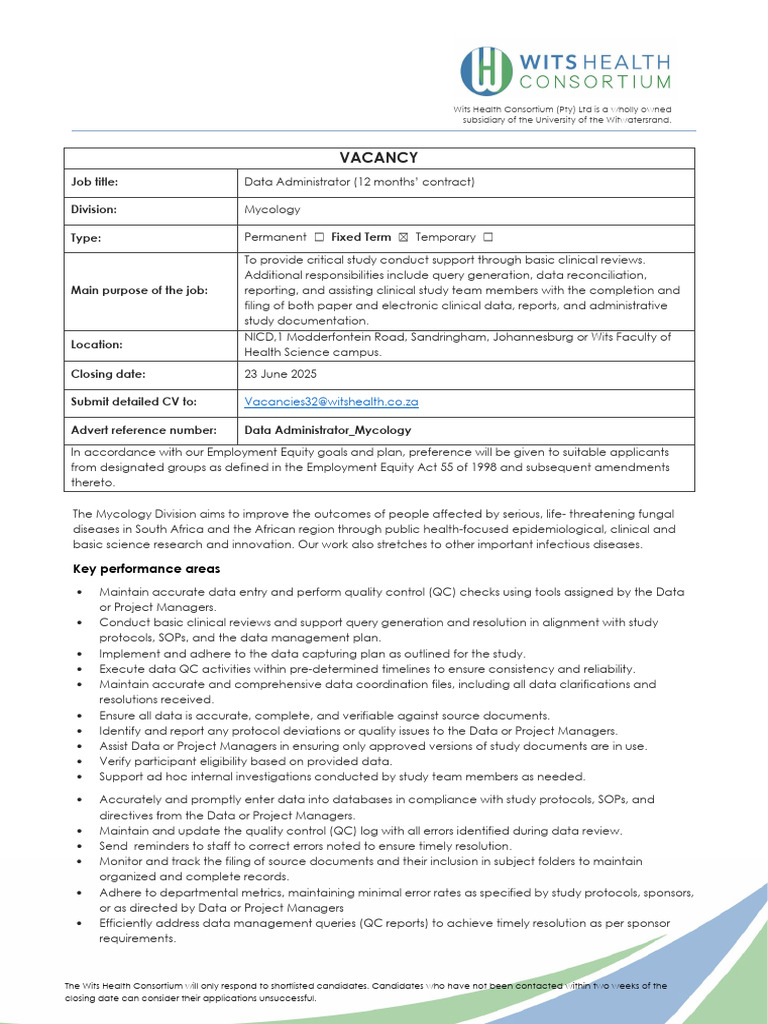Vacancy - Data Administrator | PDF | Business | Computing