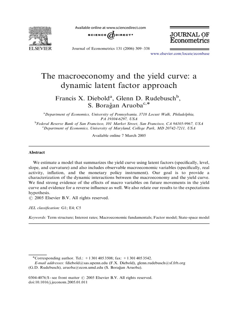 The macroeconomy and the yield curve: a dynamic latent factor approach | PDF | Kalman Filter ...