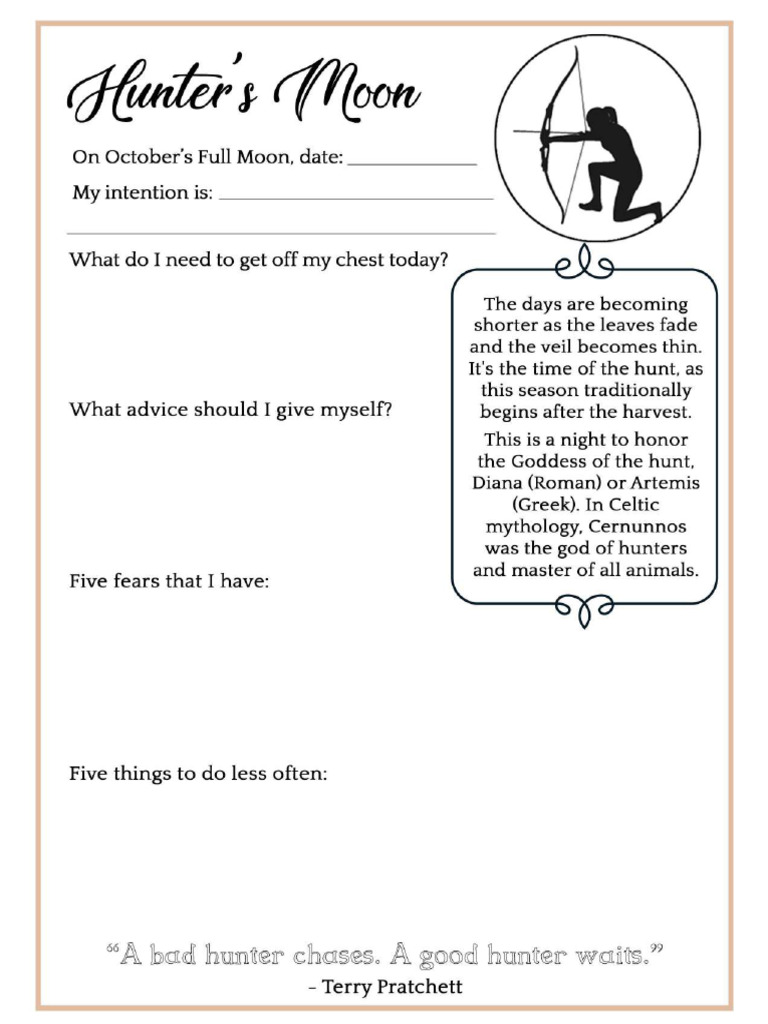 Full Hunters Moon Journaling Page Spells8 | PDF