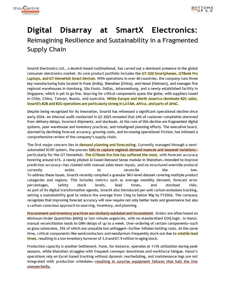 SmartX Electronics Supply Chain Overhaul | PDF | Logistics | Artificial ...