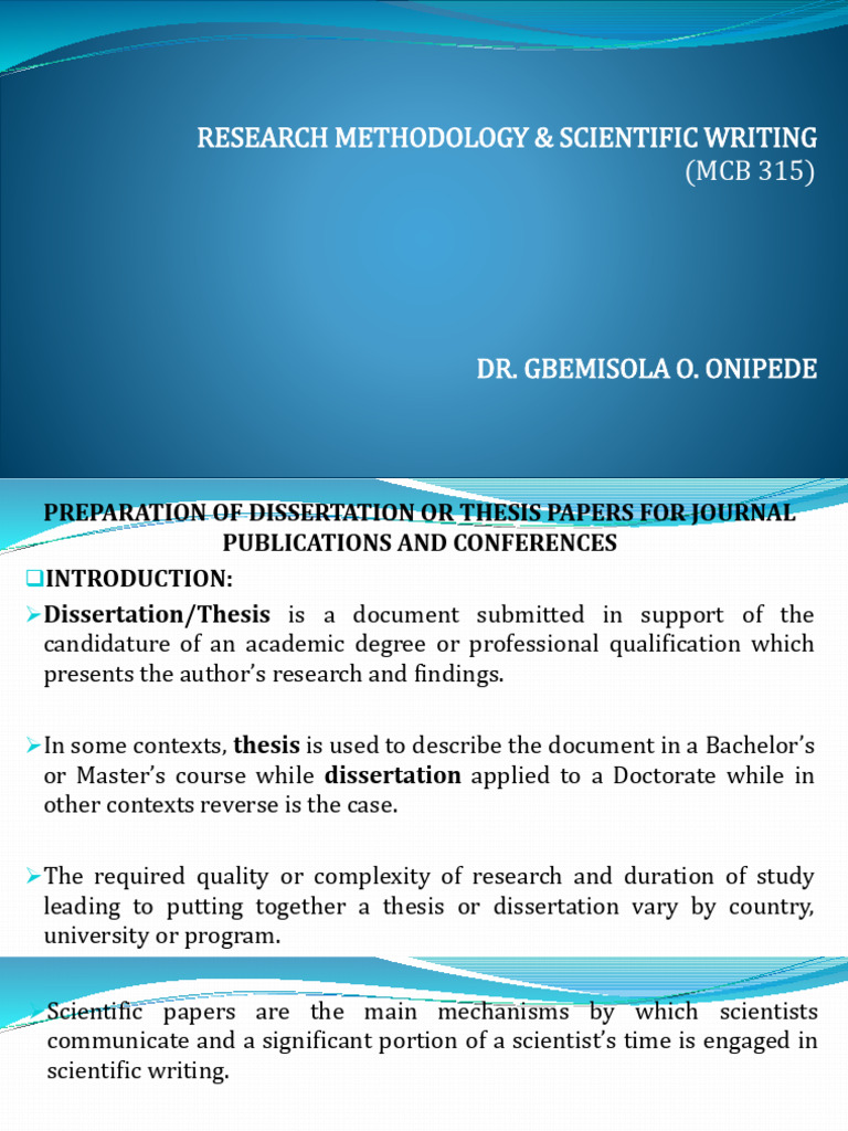 Scientific Writing and Research Methodology | PDF | Thesis | Hypothesis