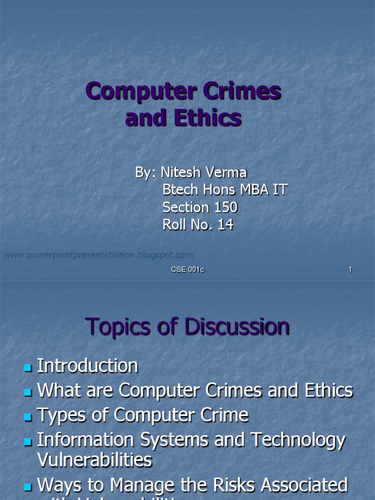 Computer Crimes and Ethics | PDF | Cybercrime | Computer Virus