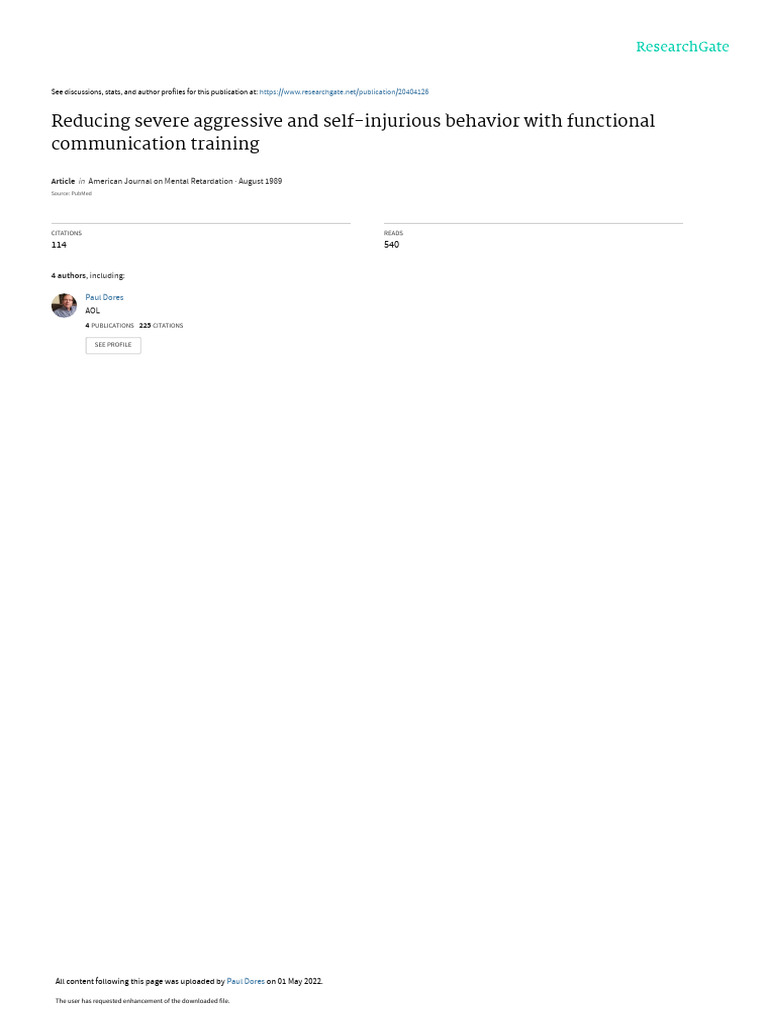 Functional Communication Training for Behavior | PDF