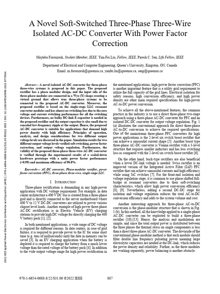 Soft-Switched 3-Phase AC-DC Converter | PDF | Rectifier | Electric Power