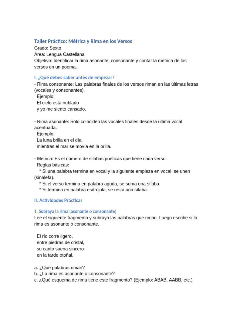 Rima y Métrica en Poemas para Niños | PDF