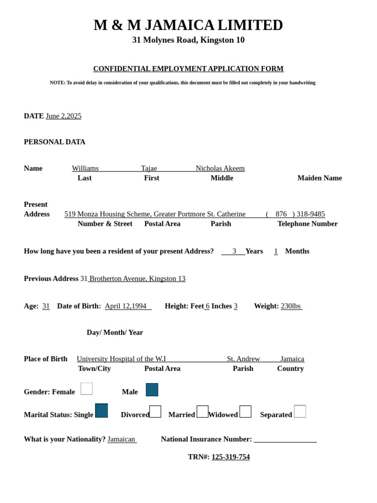 Application Forms - M M | PDF | Employment