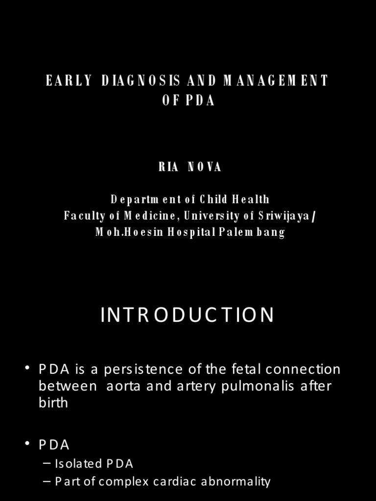 Early Diagnosis and Management of Pda | PDF | Health Sciences ...