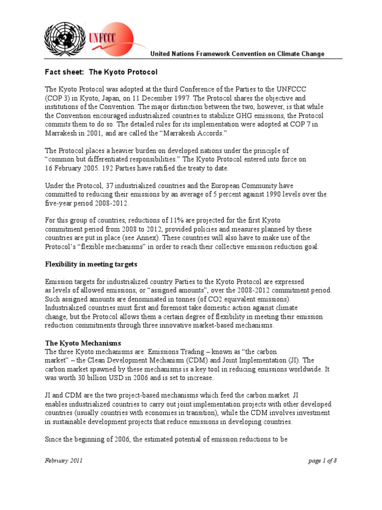 Fact Sheet The Kyoto Protocol | PDF | Kyoto Protocol | United Nations ...