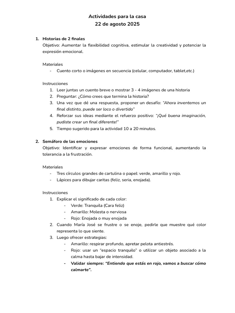 Actividades para La Casa Infantil | PDF | Las emociones | Cognición