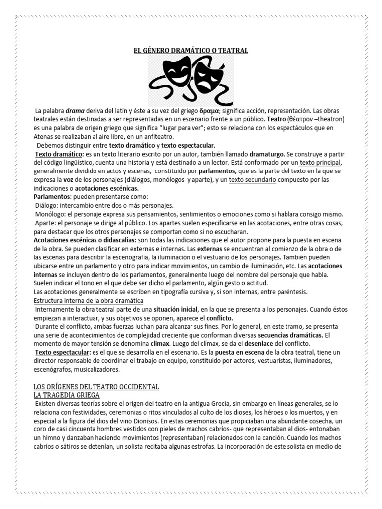 El Género Dramático o Teatral | PDF | Teatro | Tragedia griega
