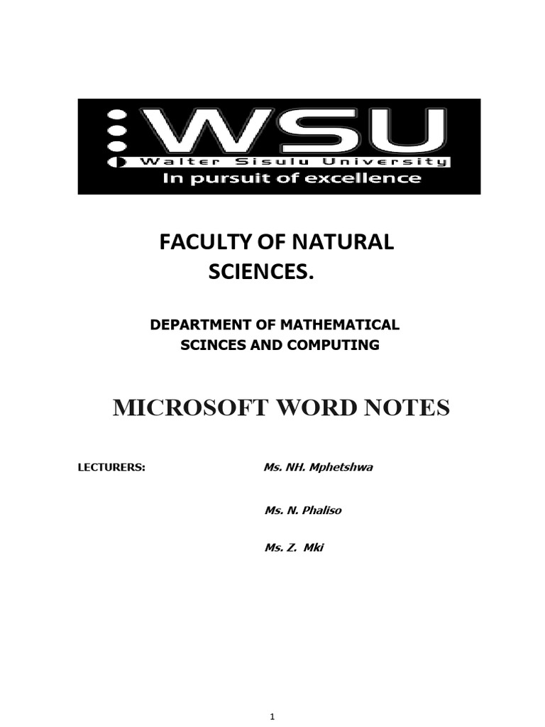 2025 Microsoft Word Notes | PDF | Microsoft Word | Computer File