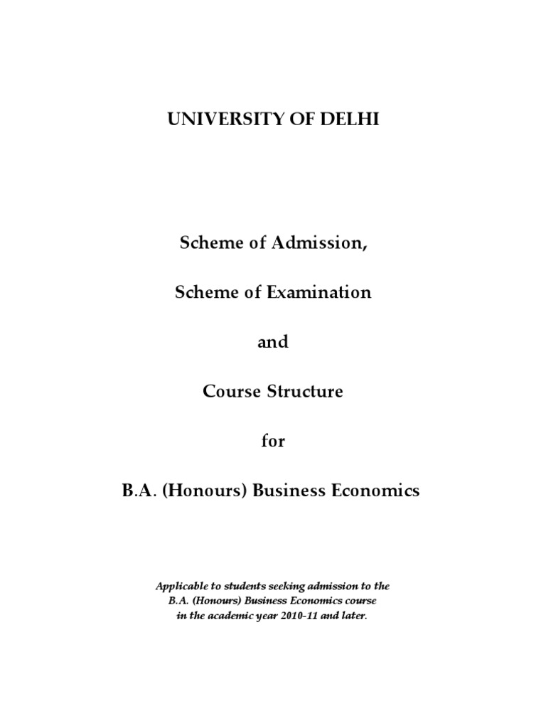 B.A. (Hons) Business Economics Syllabus | PDF | Microeconomics | Marketing