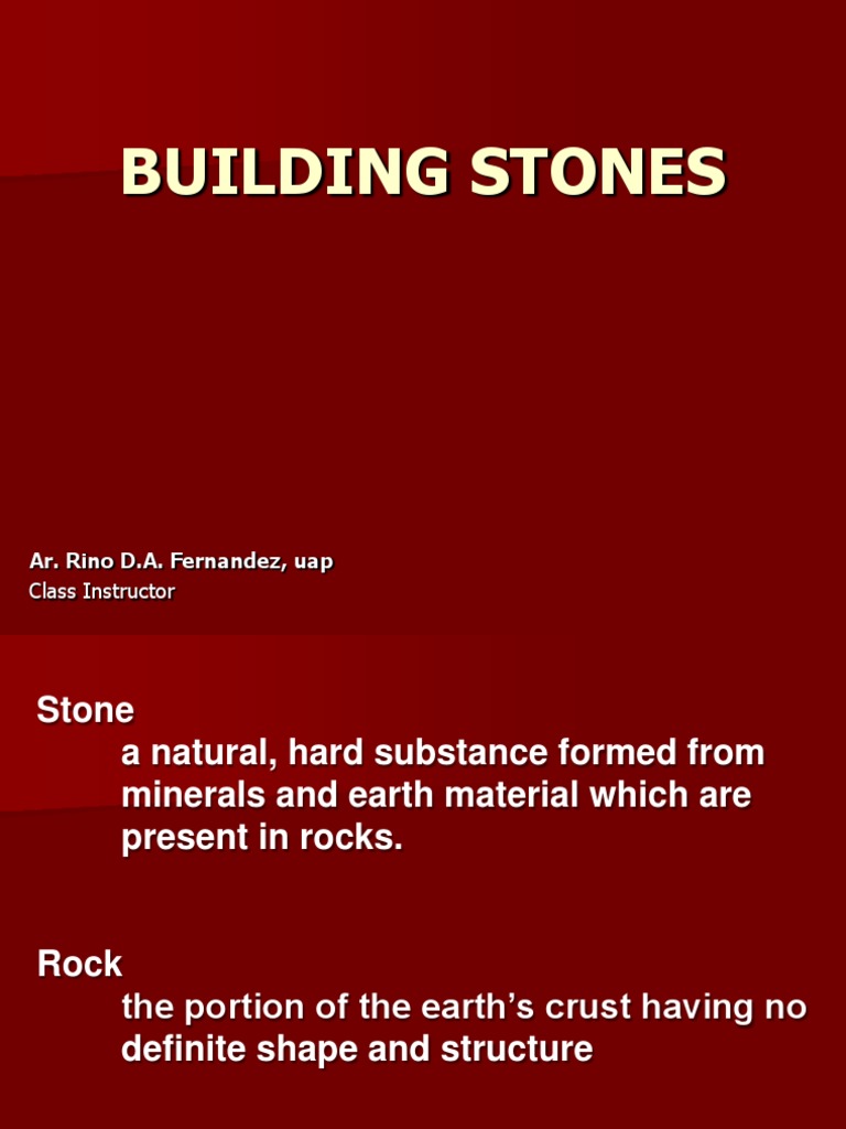 Building Stones: Ar. Rino D.A. Fernandez, Uap | PDF | Masonry | Rock ...