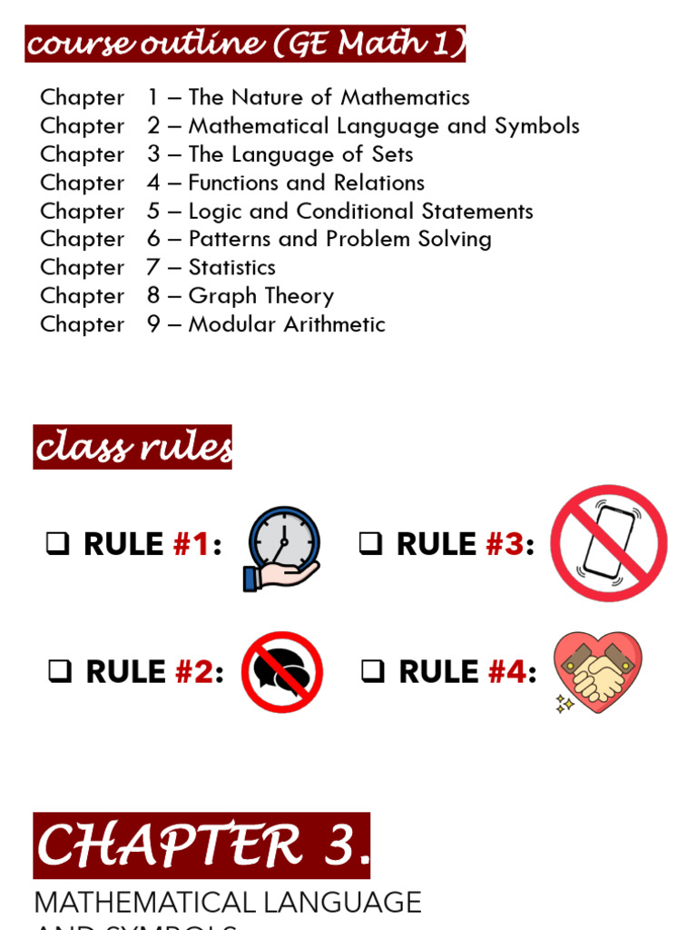 GE Math 1 Course Outline: Sets & Logic | PDF | Set (Mathematics ...