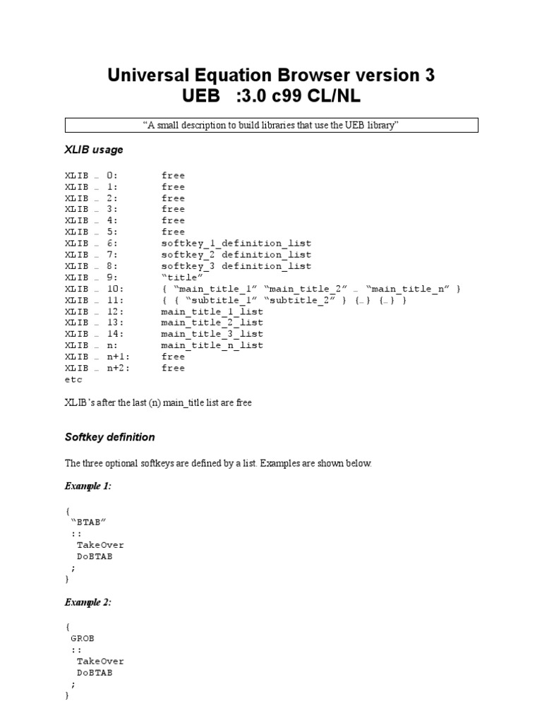 Universal Equation Browser Version 3 UEB:3.0 c99 CL/NL: XLIB Usage | PDF | Computer Programming ...