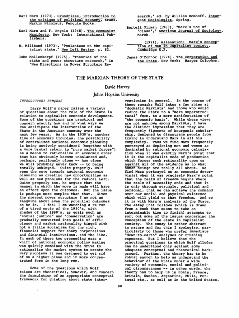 Antipode - May 1976 - Harvey - The Marxian Theory of the State | PDF ...