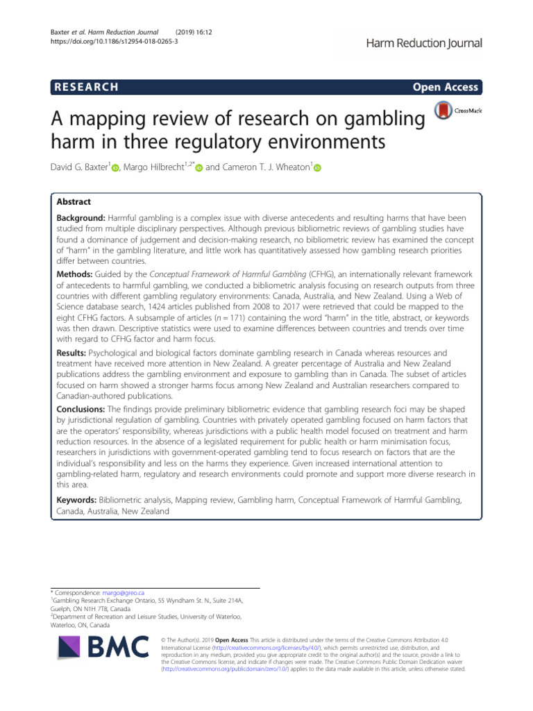 Gambling Harm Research Across Countries | PDF | Problem Gambling | Risk
