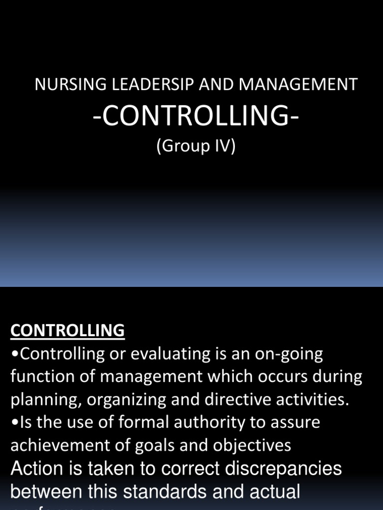 Nursing Leadersip and Management: - Controlling | PDF | Performance ...