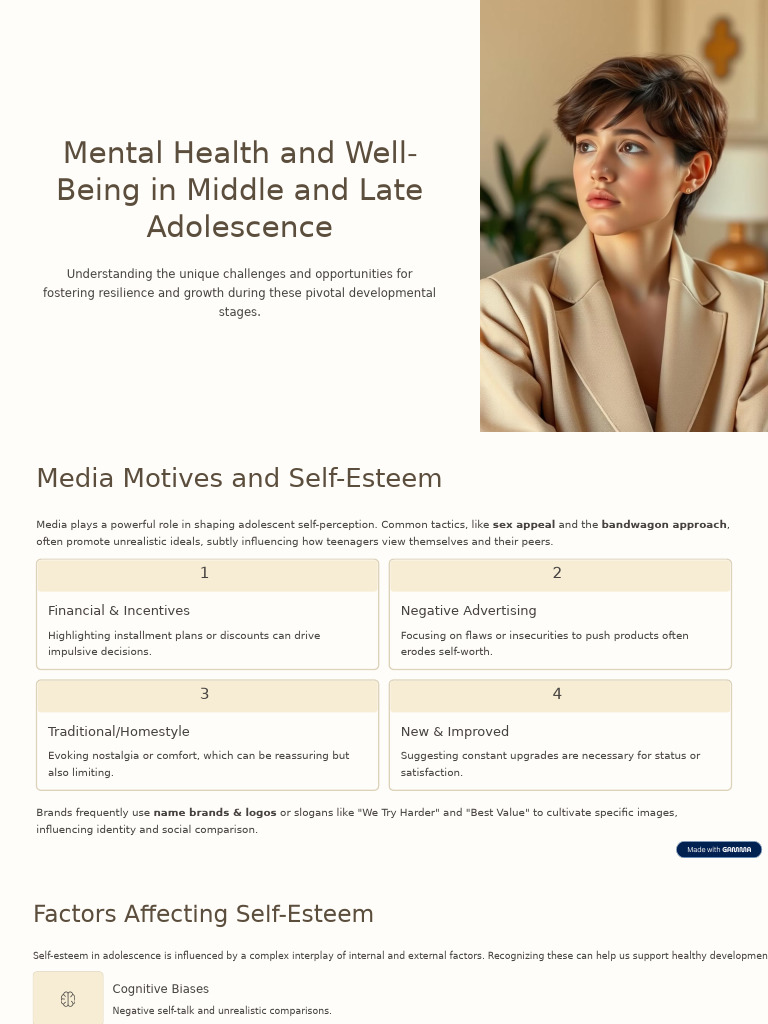 Adolescent Mental Health & Self-Esteem | PDF | Self Esteem | Adolescence