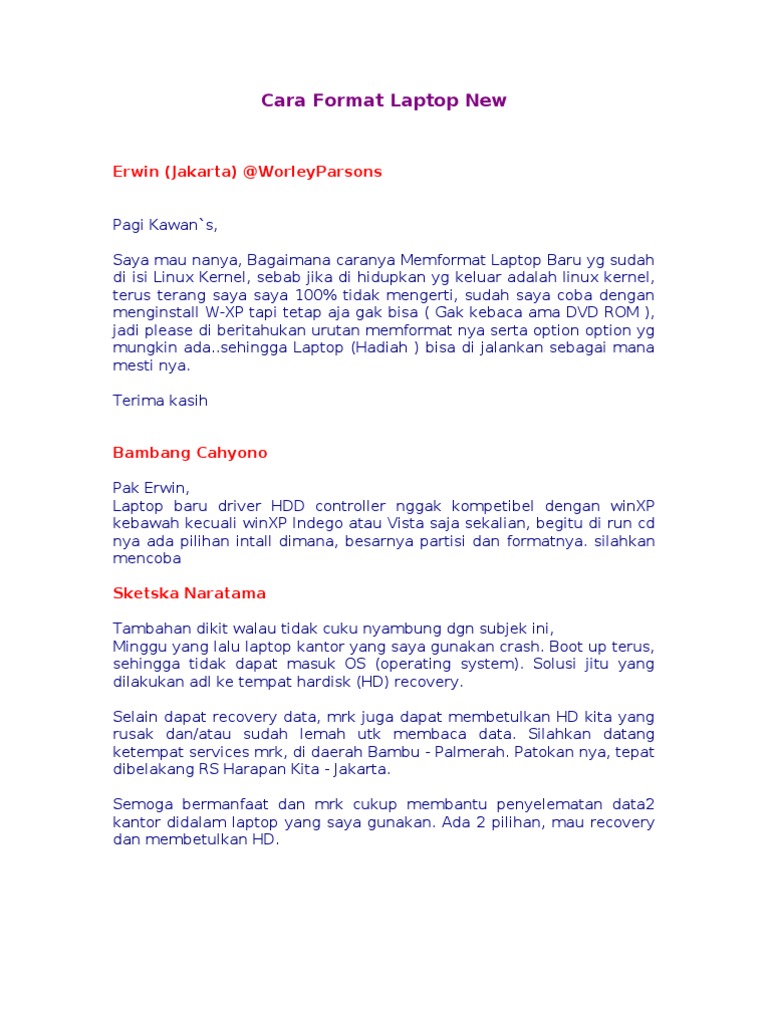 Cara Format Laptop New | PDF