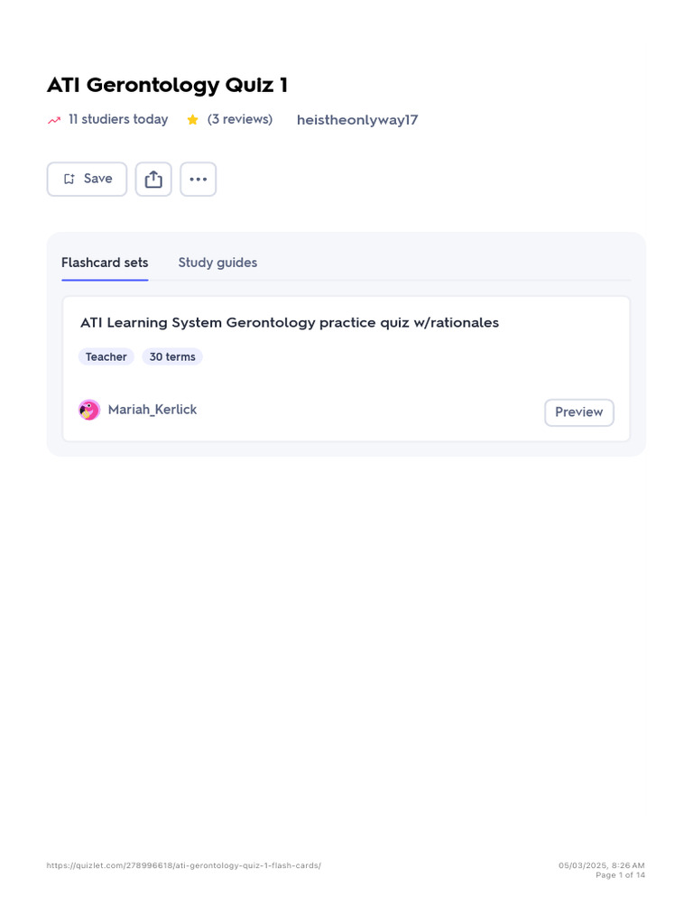 ATI Gerontology Quiz 1 Flashcards - Quizlet | PDF | Insulin | Pneumonia