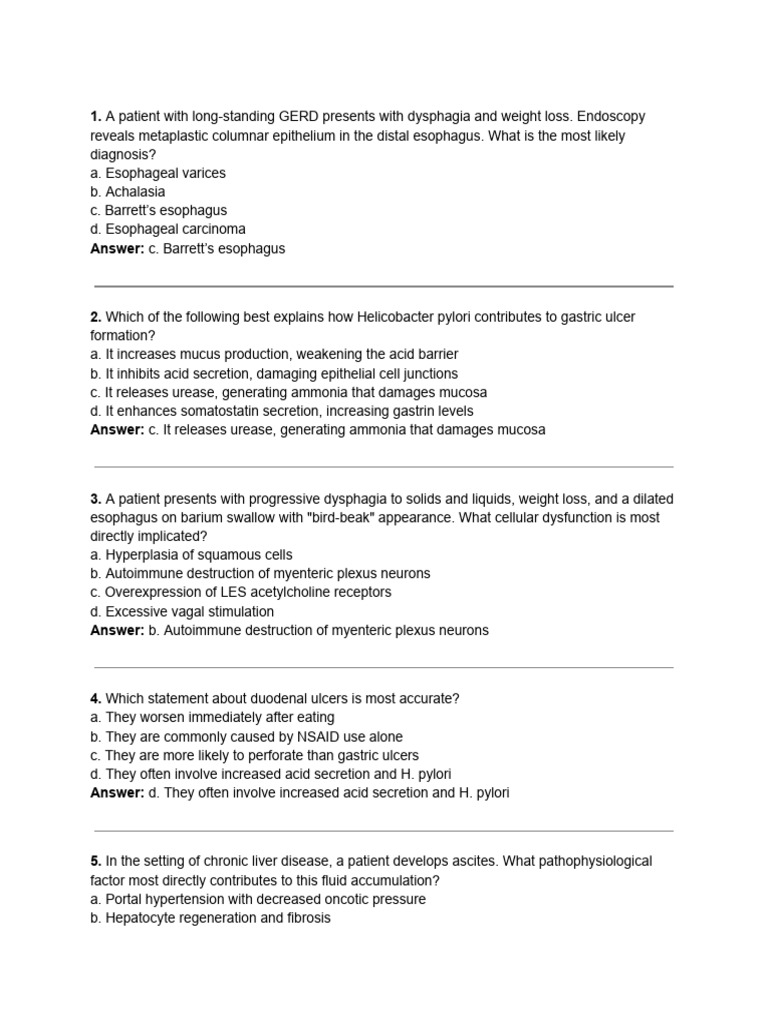 Gi Disorders Exam Prep. Uottawa | PDF | Stomach | Digestion