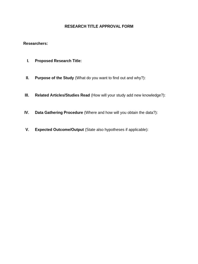 Research Title Approval Form | PDF