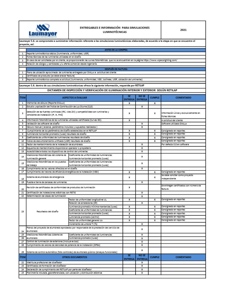 Informe de Simulaciones Luminotécnicas RETILAP | PDF | Software