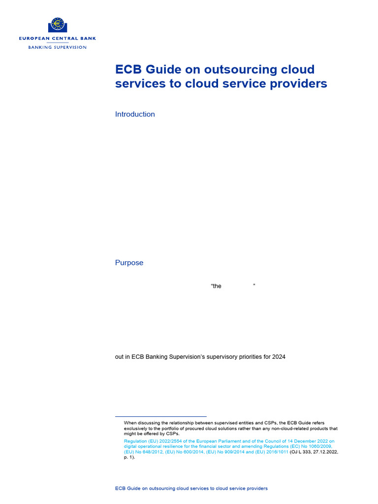 ECB Guide on Cloud Service Outsourcing | PDF | Cloud Computing ...