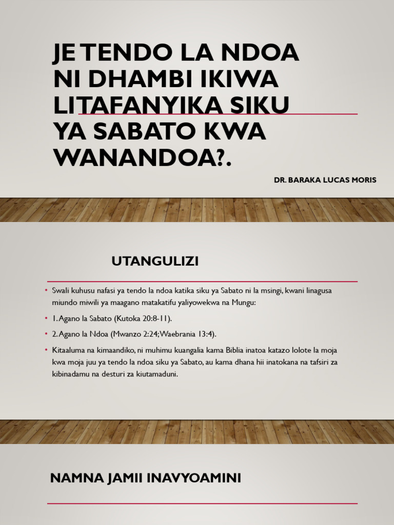 Je Kufanya Tendo La Ndoa Kwa Wanandoa Siku Ya Sabato Ni Dhambi 3 | PDF