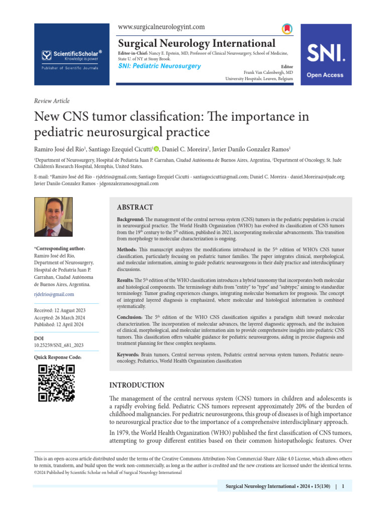 New CNS Tumor Classification The Importance in Ped | PDF | Glioma ...