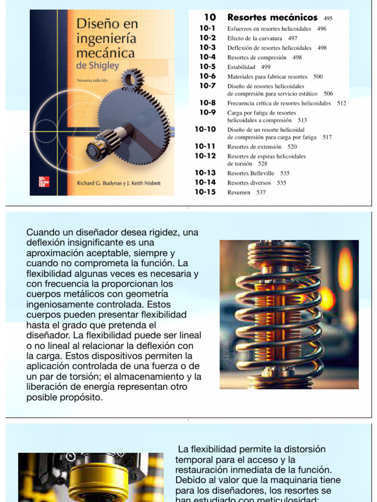 Tipos y Diseño de Resortes Mecánicos | PDF | Fatiga (material) | Cable