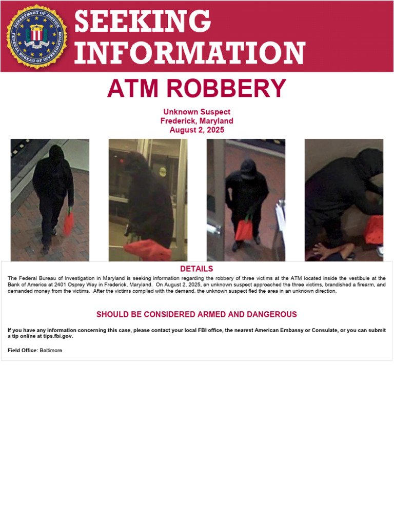 Armed ATM Robbery in Frederick, MD | PDF