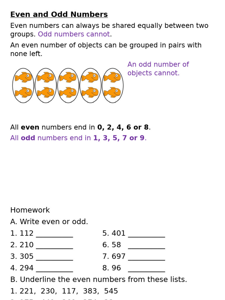 Even and Odd Numbers Worksheet | PDF