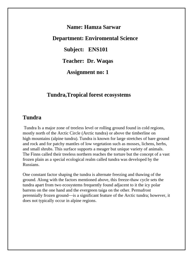 Tundra and Tropical Forest Ecosystems | PDF | Tropics | Climate