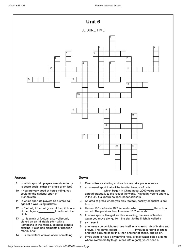 Constitution Vocabulary Crossword | PDF | Sports | Entertainment