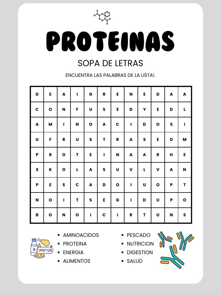 Sopa de Letras Proteinas | PDF