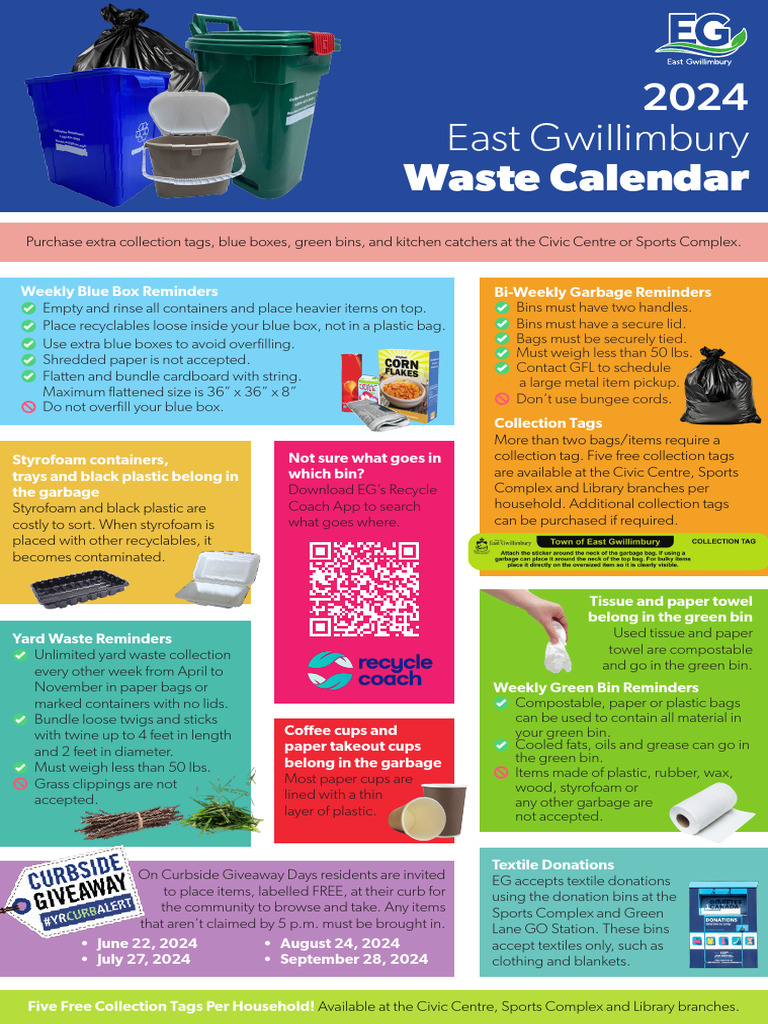 East Gwillimbury 2024 Waste Calendar | PDF | Recycling | Materials