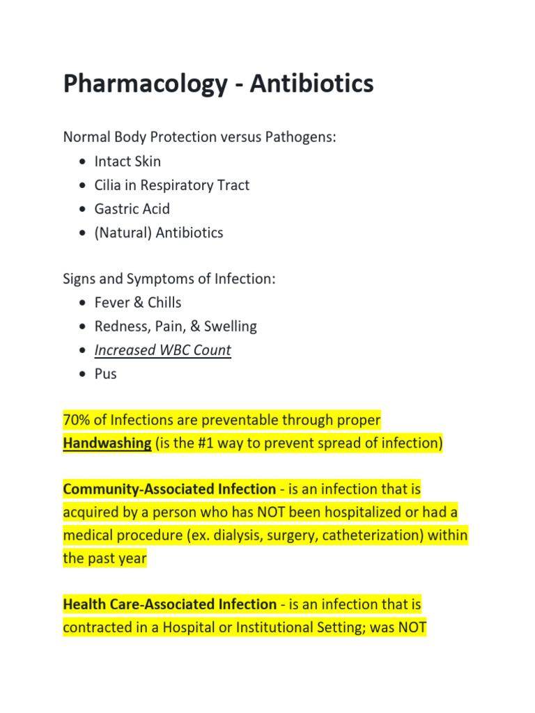 Pharmacology - Antibiotics | PDF | Infection | Penicillin