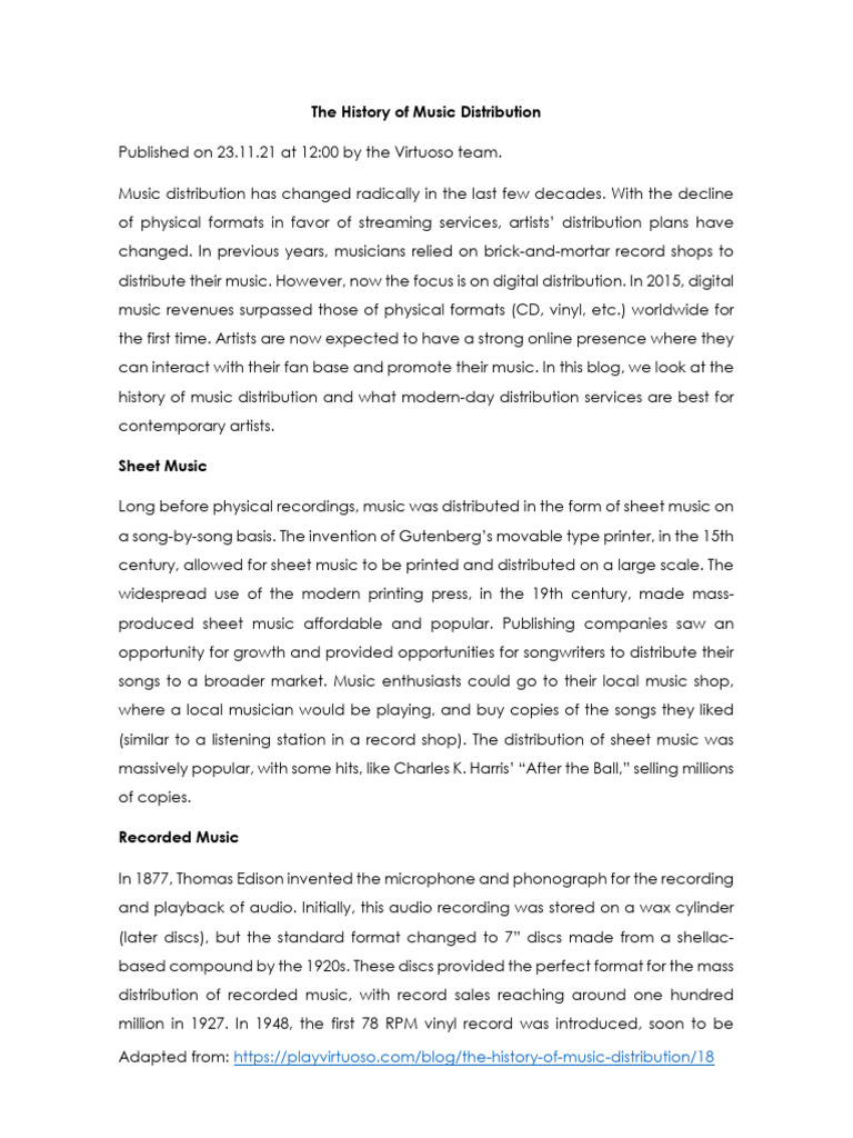 Evolution of Music Distribution Methods | PDF | Lp Record | Music Industry