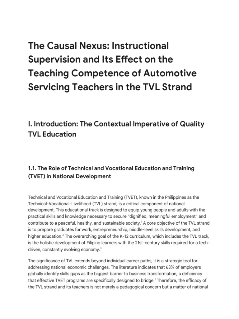Impact of Supervision on TVL Teacher Skills | PDF | Vocational ...