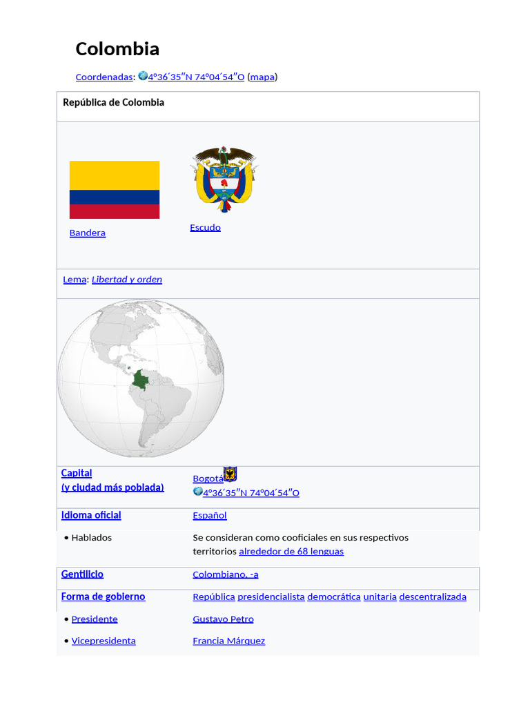 Datos clave sobre Colombia | PDF | Colombia | Clima