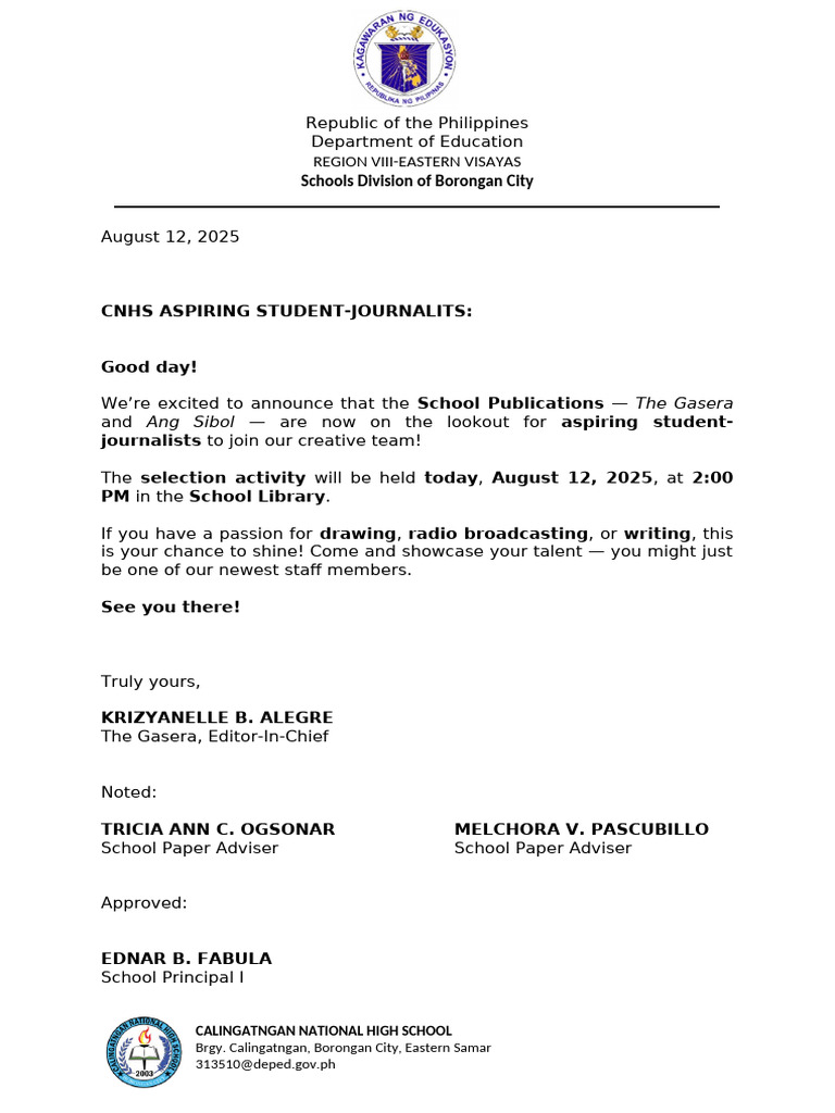 School Paper Selection | PDF