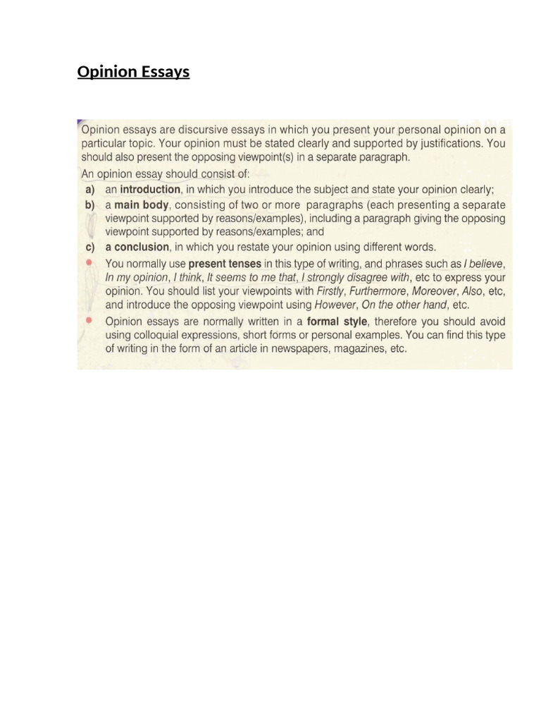 How To Write An Opinion Essay | PDF