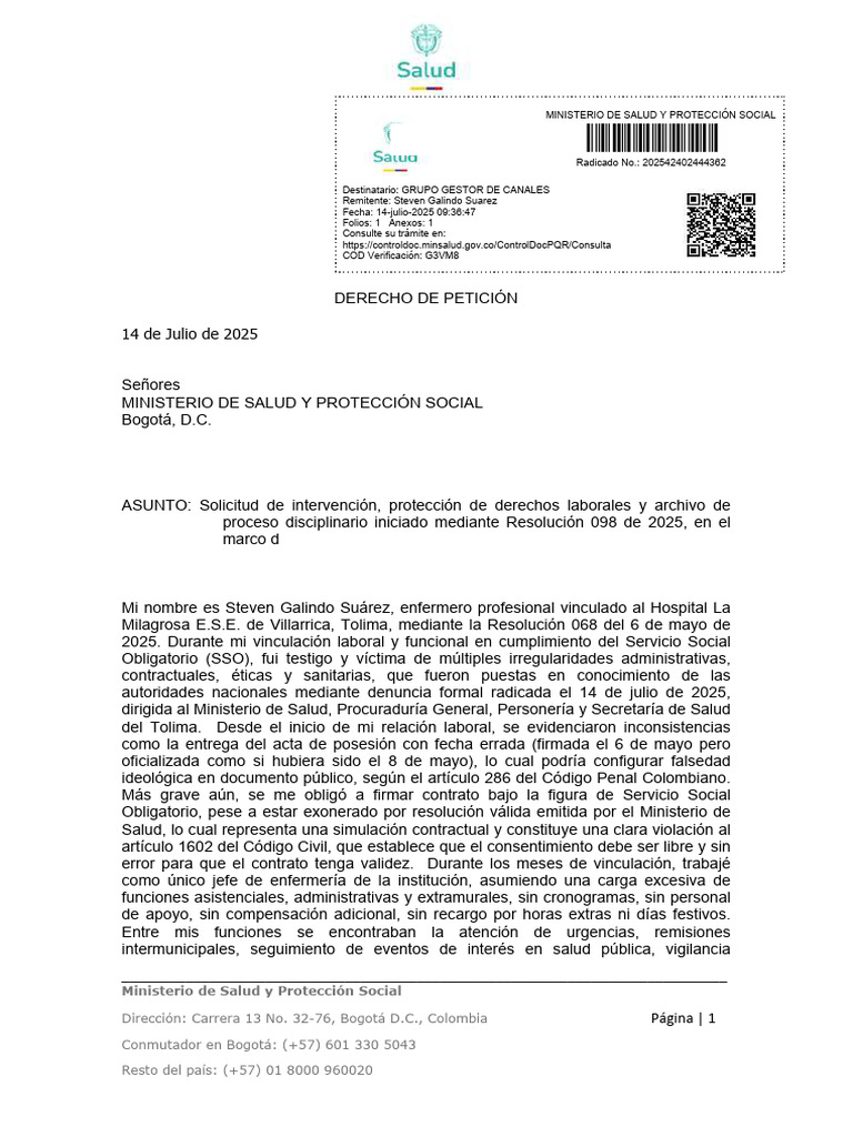 Denuncia de Irregularidades Laborales en Salud | PDF