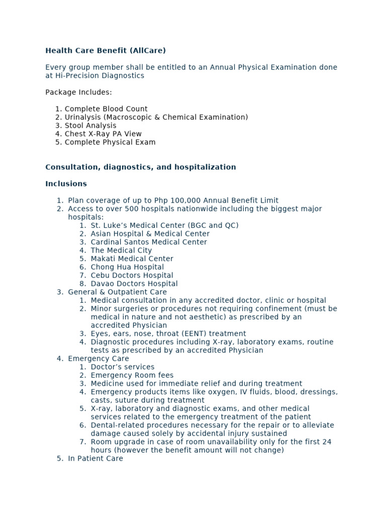 VONT Employee Benefits - 2021 | PDF | Hospital | Surgery