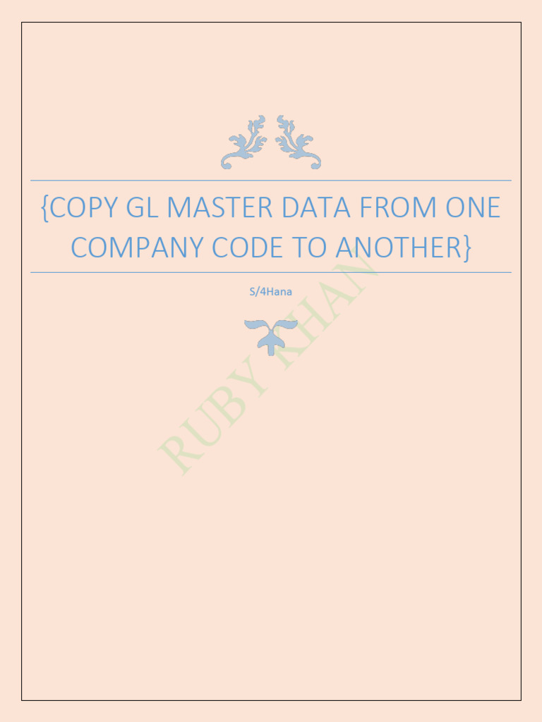 Copying GL Master Data in S/4Hana | PDF
